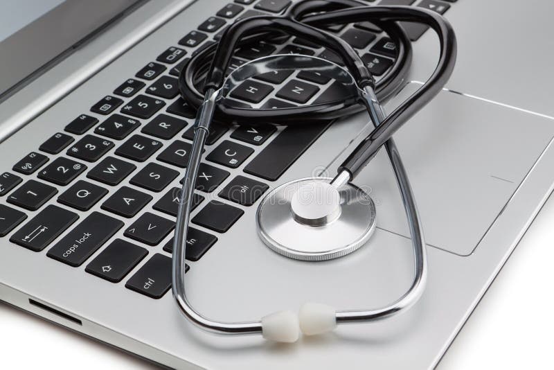 Medical Stethoscope on a Modern Laptop, Close-up. Stock Photo - Image ...