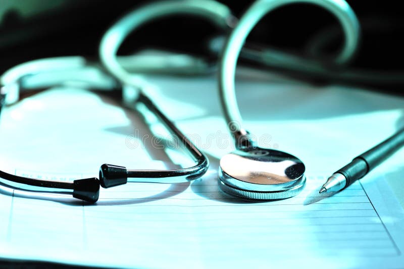Medical Stethoscope and Record Stock Image - Image of form, healthy ...