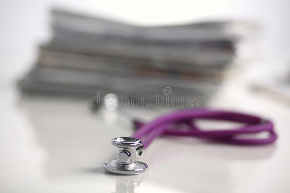 Medical Stethoscope on the Stack of Paper Stock Photo - Image of ...