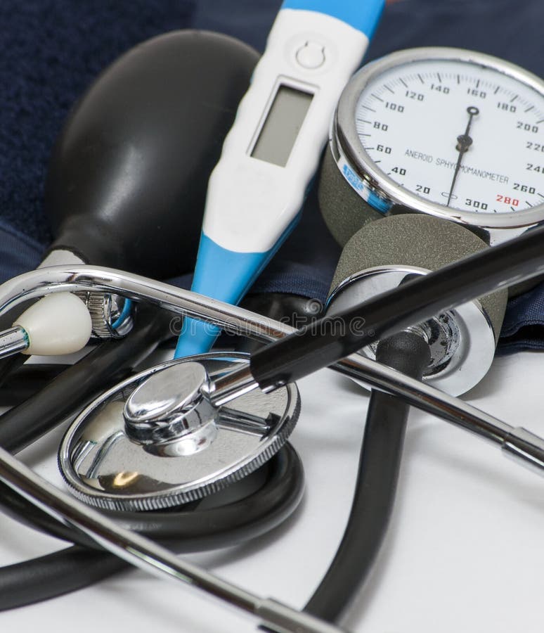 Medical Stethoscope with a Thermometer Stock Photo - Image of ...
