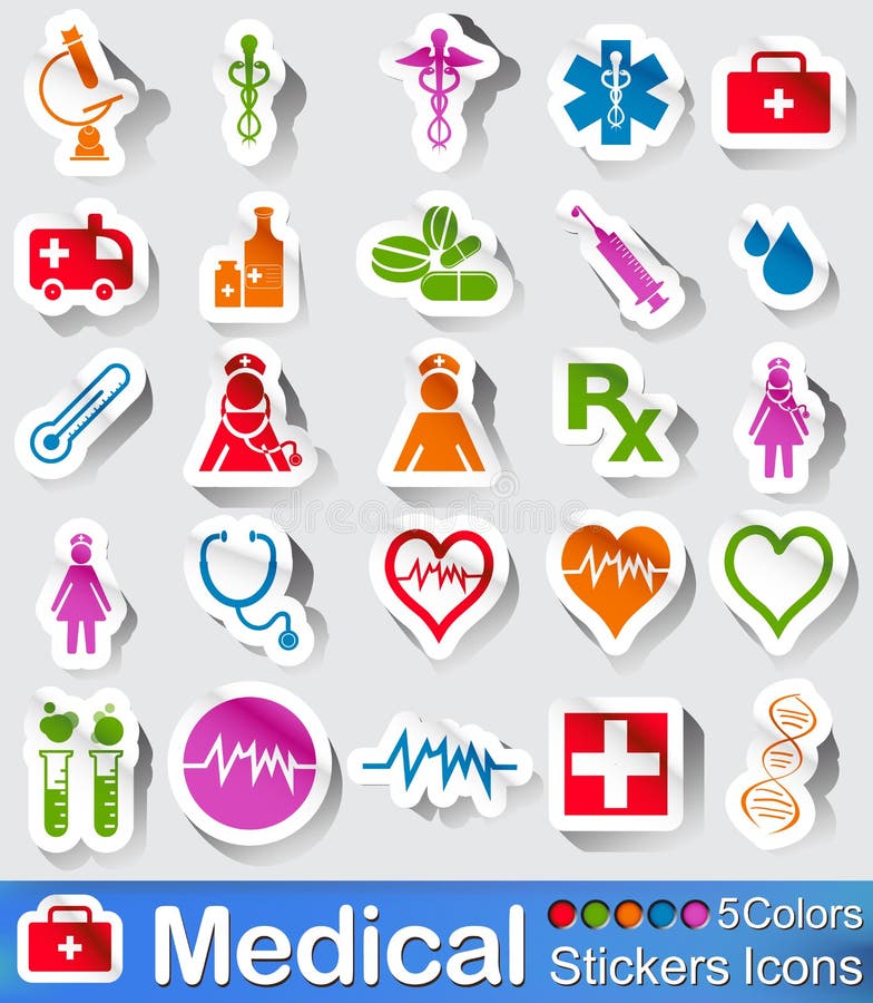 Medical stickers icons stock vector. Illustration of ambulance - 40721125