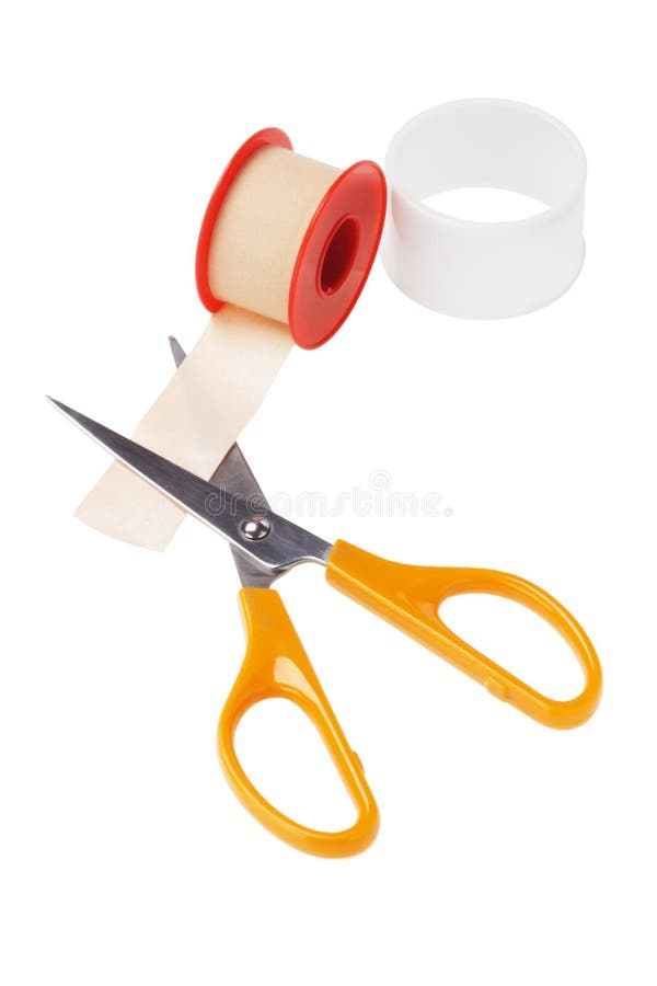 Medical Sticking Plaster and Cutting Scissors Stock Image - Image of ...