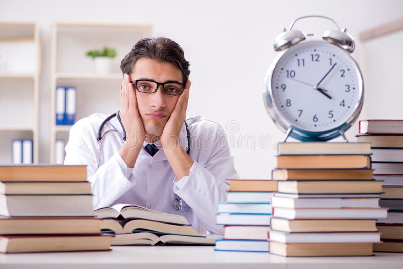 The Medical Student Running Out of Time for Exams Stock Image - Image ...