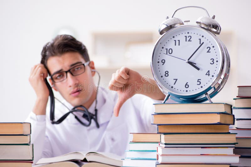 The Medical Student Running Out of Time for Exams Stock Photo - Image ...