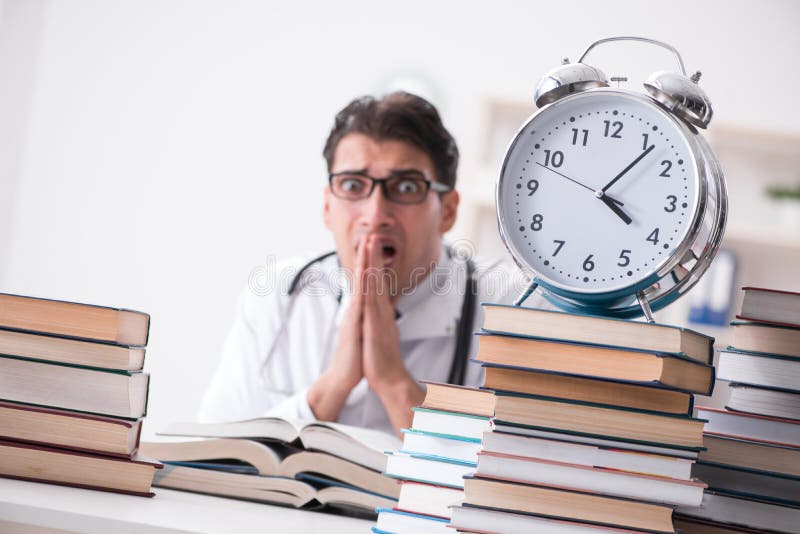 The Medical Student Running Out of Time for Exams Stock Image - Image ...