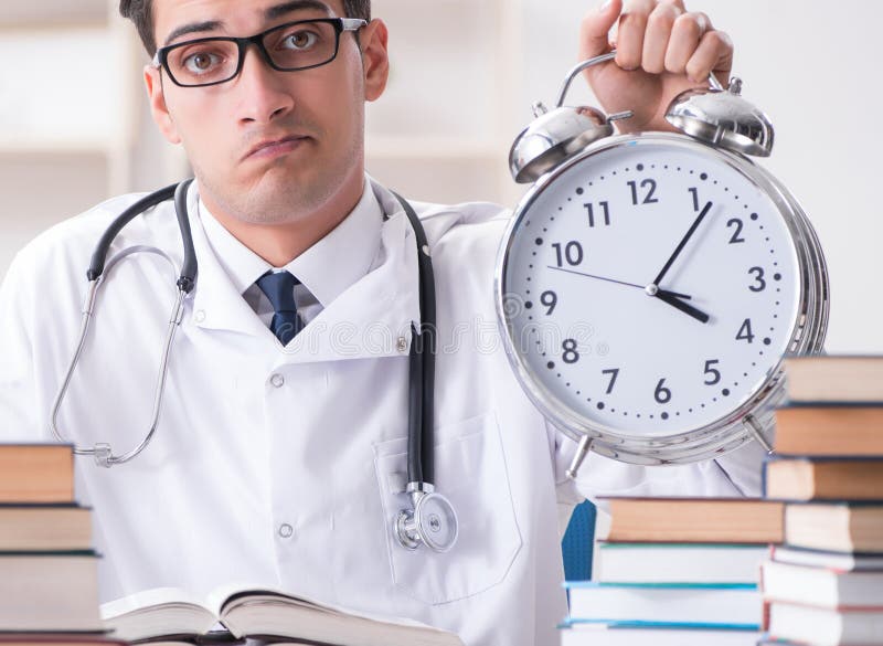 Medical Student Running Out of Time for Exams Stock Image - Image of ...