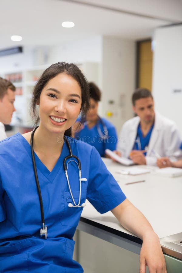 Medical Student Smiling at the Camera during Class Stock Photo - Image ...