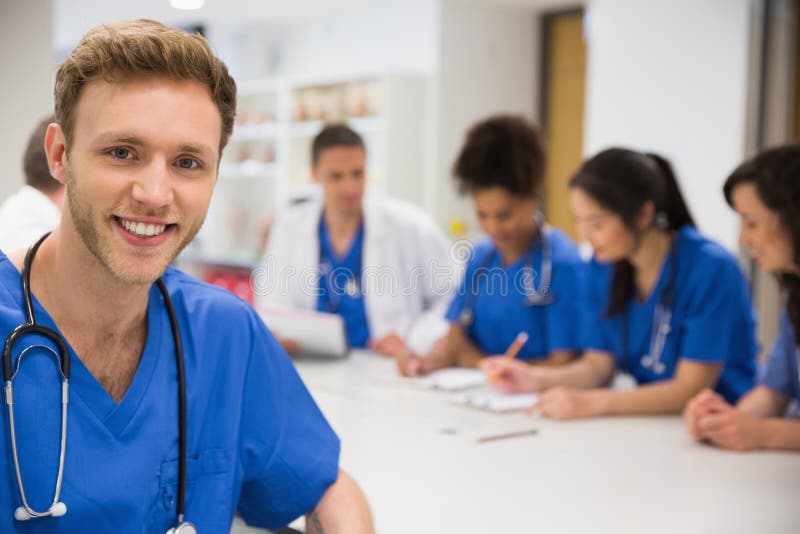 Medical Student Smiling at the Camera during Class Stock Photo - Image ...