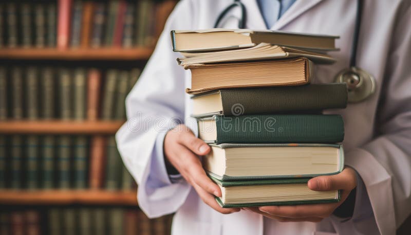 Medical Student with Stack of Books. AI Generated. Stock Illustration ...