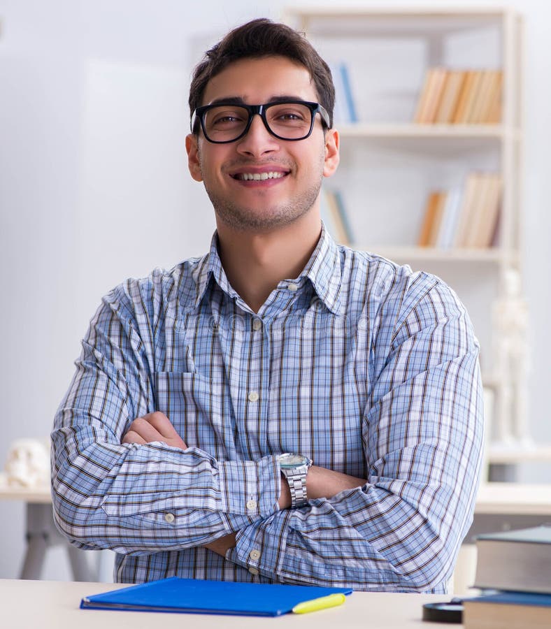 Medical Student Studying in Classroom Stock Photo - Image of funny ...