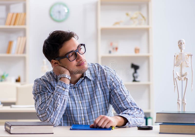 Medical Student Studying in Classroom Stock Image - Image of hospital ...