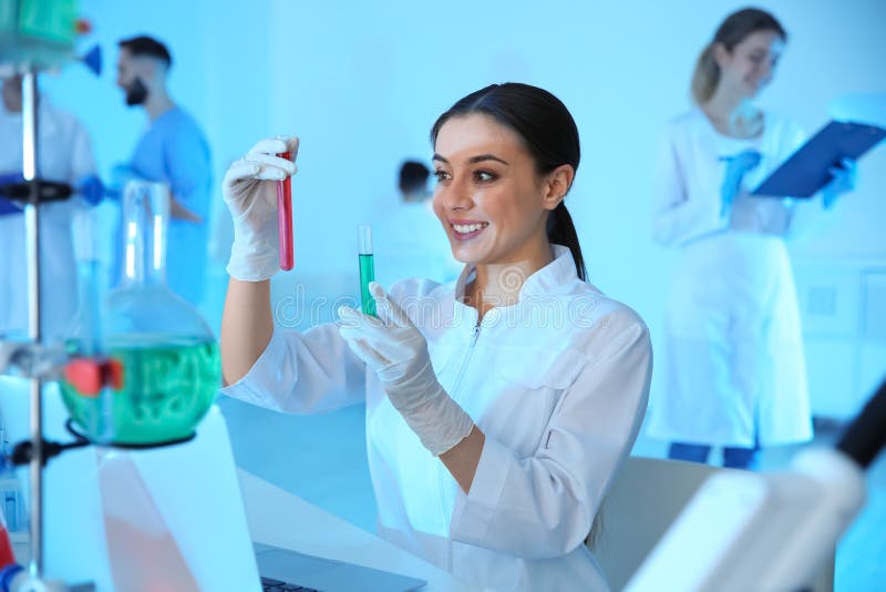 Medical Student Working in Modern Scientific Laborator Stock Image ...