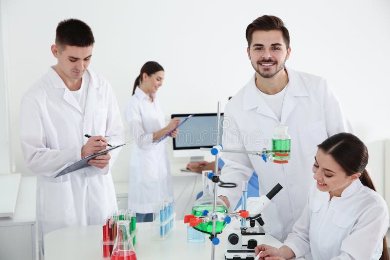 Medical Students Working in Scientific Laboratory Stock Image - Image ...