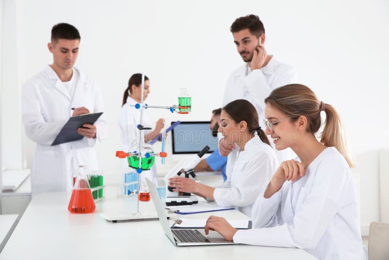 Medical Students Working in Scientific Laboratory Stock Image - Image ...