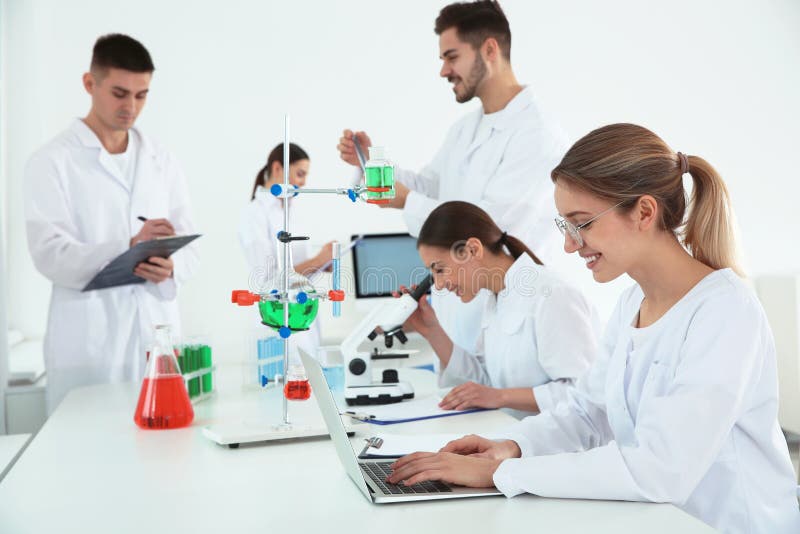 Medical Students Working in Scientific Laboratory Stock Image - Image ...
