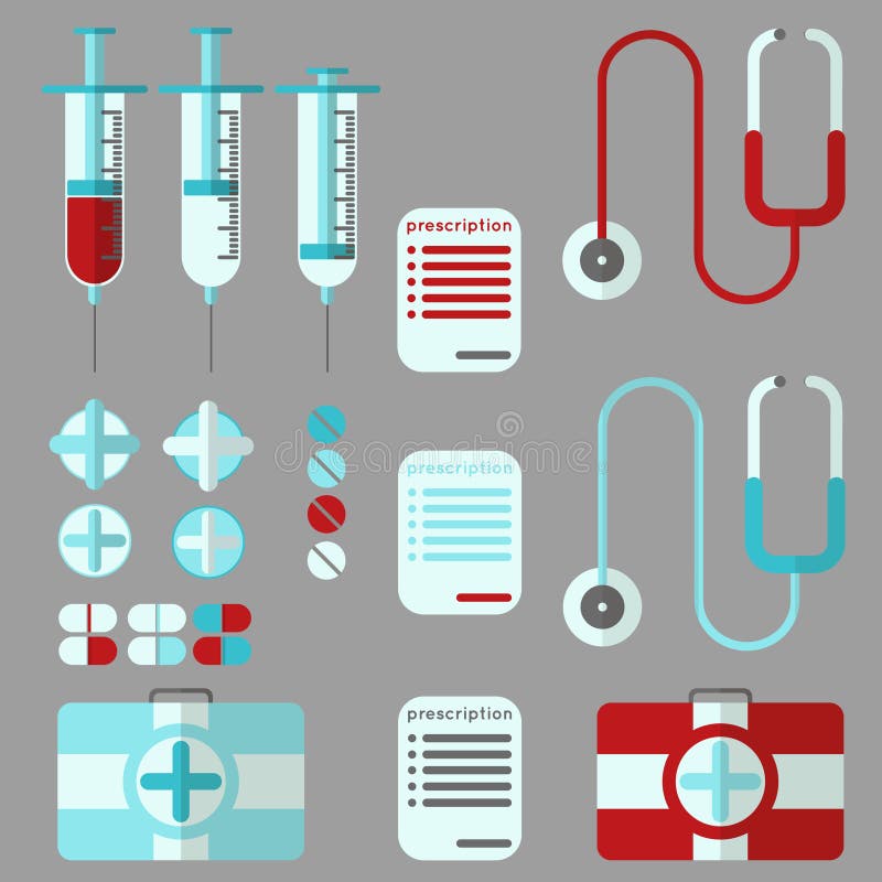 Medical Stuff Vector Set. Different Medicines and Tools Used in Medical ...