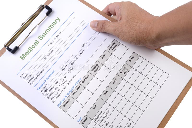 Medical summary form stock photo. Image of record, doctor - 33783114
