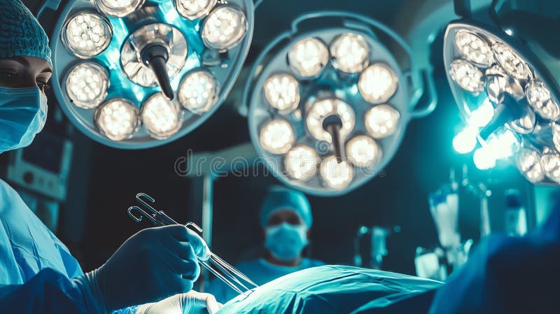 Medical Surgery Scene Under Bright Operating Room Lights Stock ...