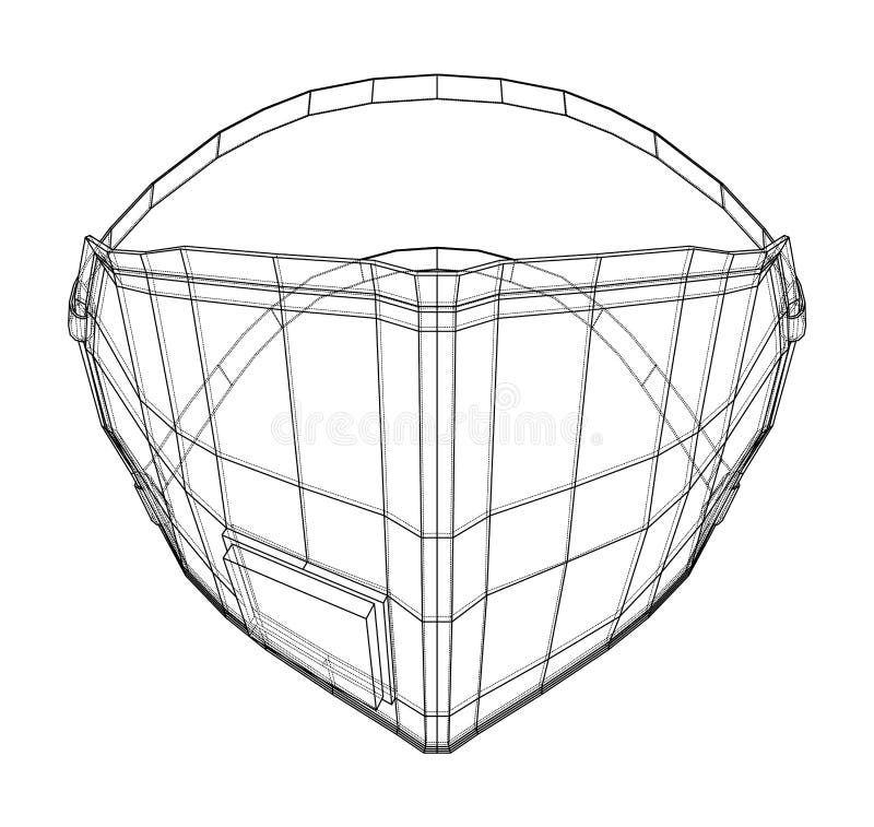 Medical Surgical Mask. Blueprint Style Stock Vector - Illustration of ...