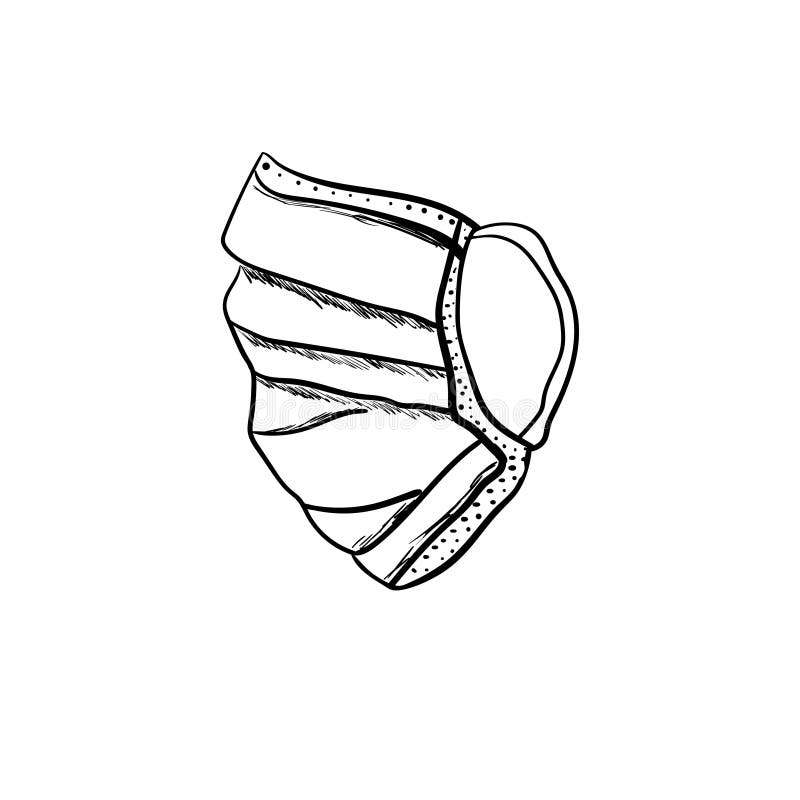 Medical Surgical Mask Sketch Hand Drawn Side View Profile Vector Stock ...