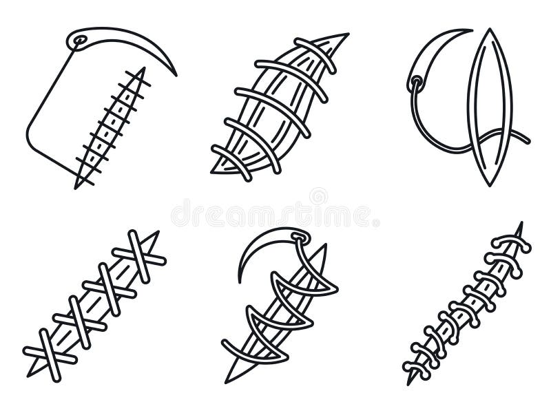 Medical Suture Icons Set, Outline Style Stock Vector - Illustration of ... Medical Suture Icons Set, Outline Style Stock Vector - Illustration of ...