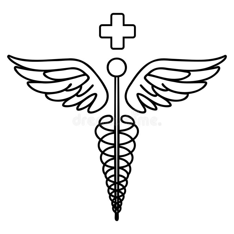 Medical Symbol Caduceus. Continuous One Line Drawing on White ...