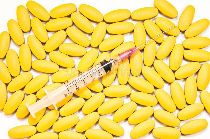 Medical-Syrige Pills Tablets Capsules Caplets Stock Image - Image of ...