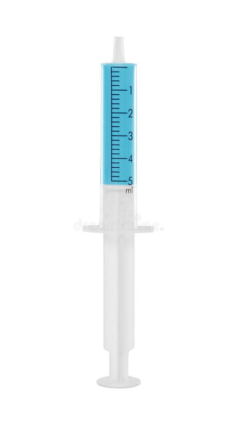 Blue Injection. Syringe on a White Background. Stock Image - Image of ...