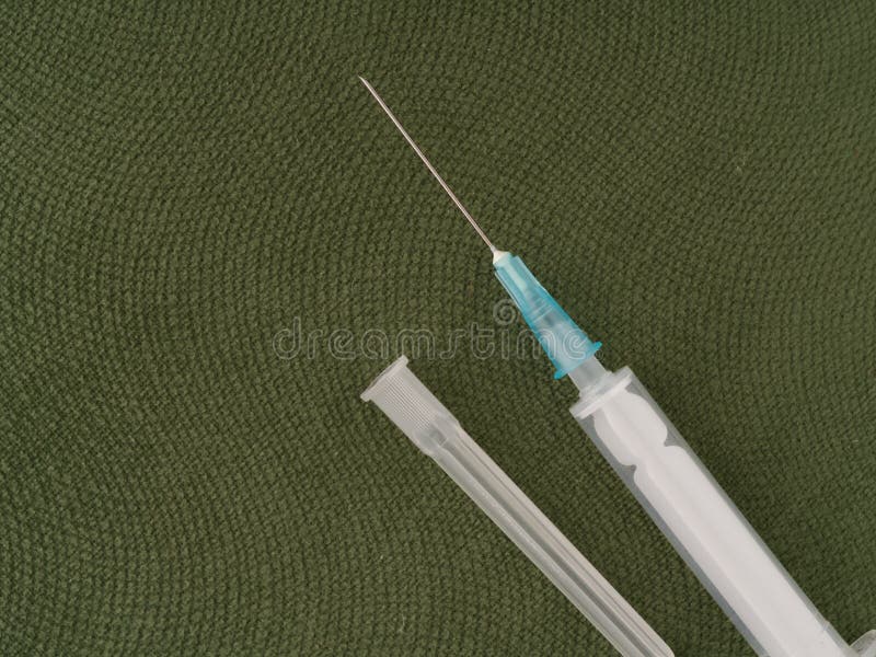 Medical Syringe Closeup. View from Above Stock Photo - Image of cure ...
