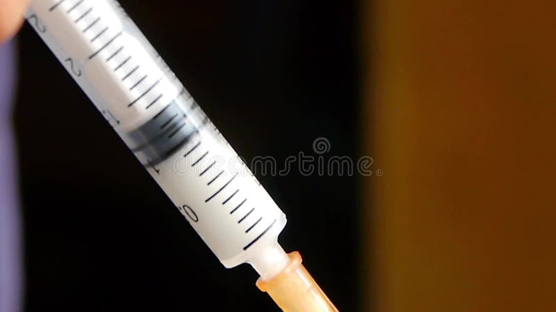 Medical Syringe & Drug Liquid. Stock Footage - Video of injecting ...