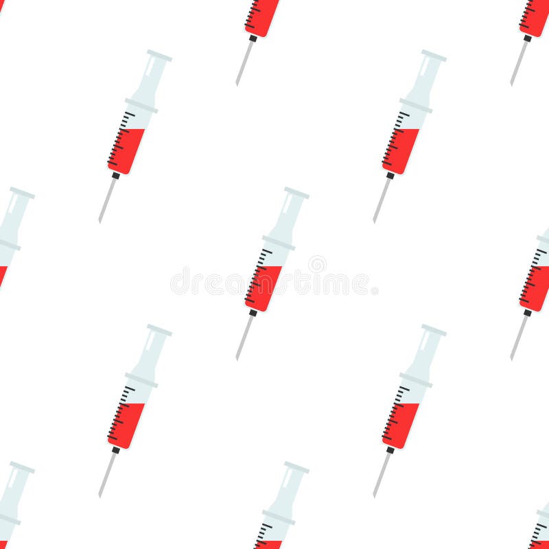 Medical Syringe Flat Icon Seamless Pattern Stock Vector - Illustration ...
