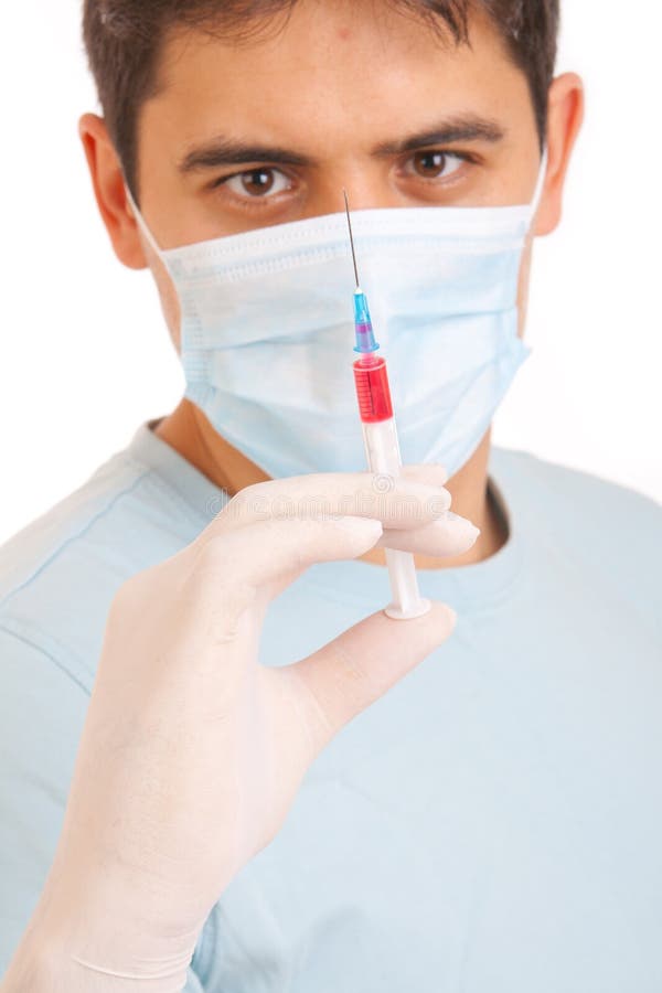 Medical syringe in hands stock image. Image of hand, analysis - 17956729
