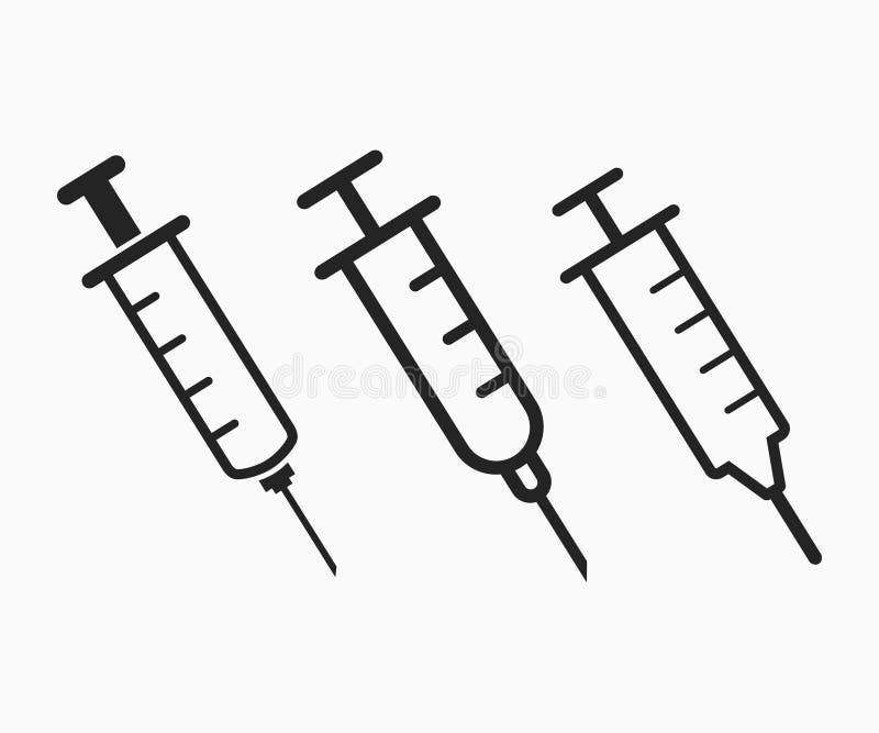 Medical Syringe Icon Set. Injection Icon Vector Line Style Stock Vector ...