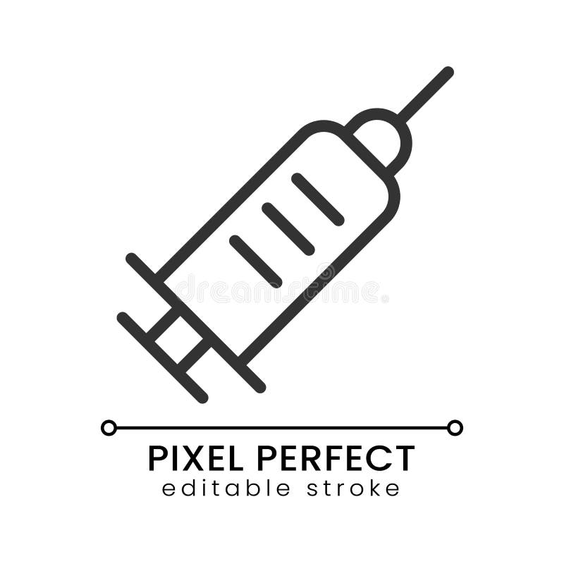 Medical Syringe Pixel Perfect Linear Icon Stock Vector - Illustration ... Medical Syringe Pixel Perfect Linear Icon Stock Vector - Illustration ...