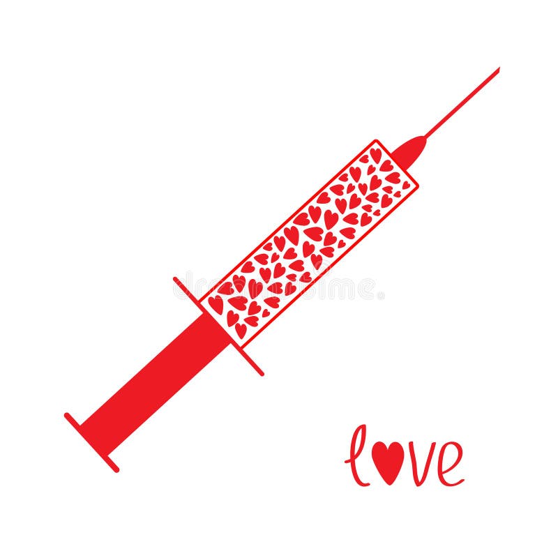 Medical Syringe with Red Hearts Inside. Love Card Stock Vector ...