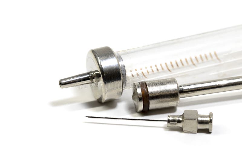 Medical Syringe Reusable and Needle for Injection of Metal on White ...