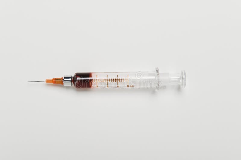 Medical Syringe with Sample of Blood Stock Photo - Image of copyspace ...
