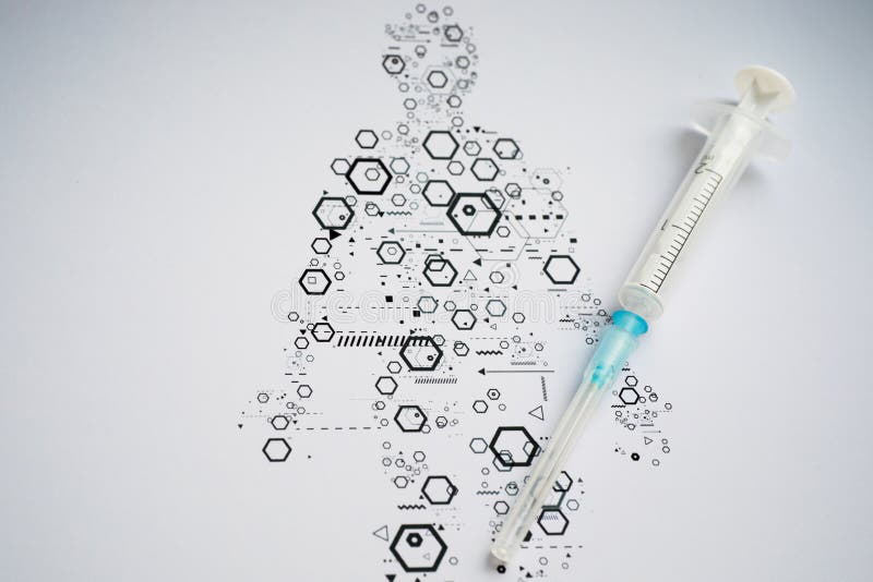 Medical Syringe on the Science Background Stock Photo - Image of ...