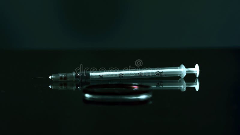 Medical Syringe on the Table. Macro Shoot Stock Photo - Image of close ...