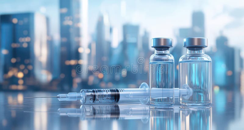 Medical Syringe and Vials with Silver Solution in Modern Laboratory ...