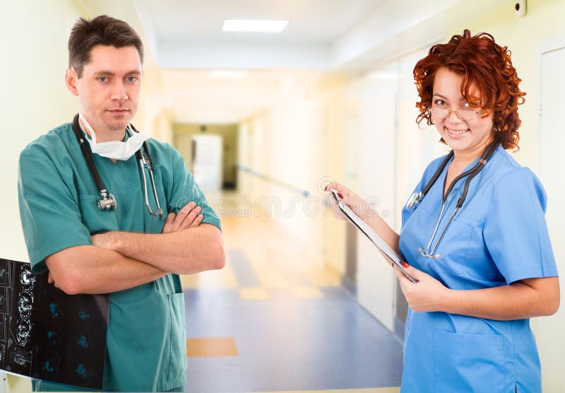 2 Doctors Outside of Hospital Stock Photo - Image of medical, nurse ...