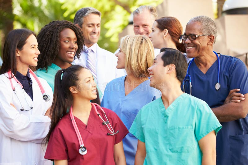 Medical Team Having Discussion Outdoors Stock Image - Image of ...