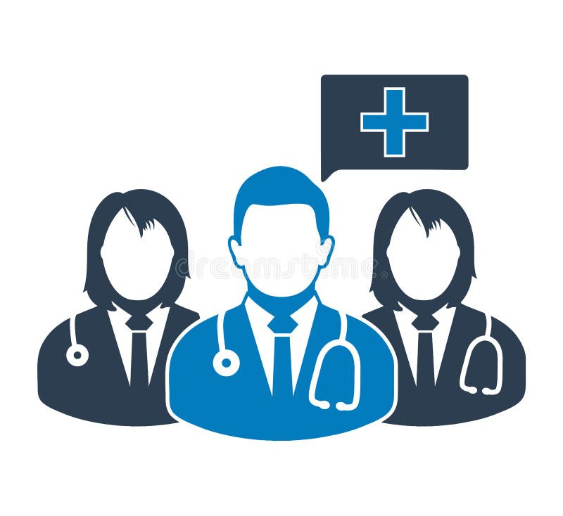 Medical Team Icon with Female Doctor Symbols. Flat Style Vector EPS ...