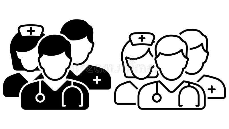 Medical Team Icon. Simple Linear Icon for a Group of Doctors Stock ...