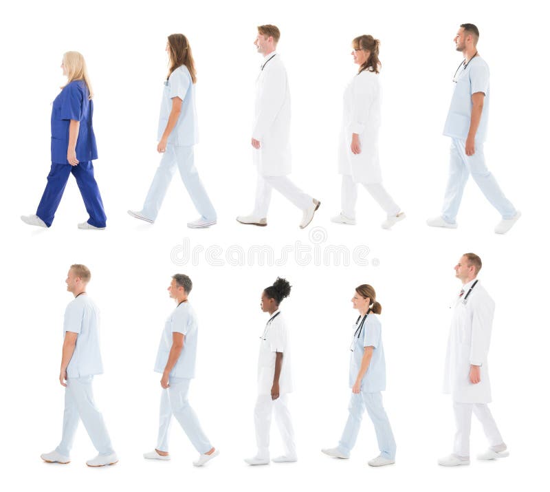 Medical Team Walking in Row Stock Image - Image of profession, mature ...