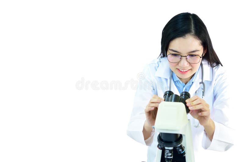 Medical Technologist Working with Microscope Stock Photo - Image of ...