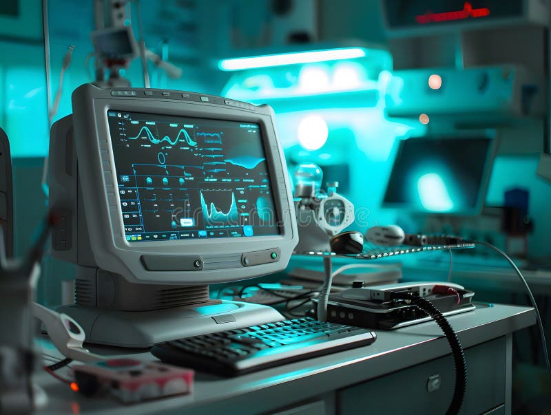 Medical Technology: Advanced Hospital Equipment in Teal Light Stock ...
