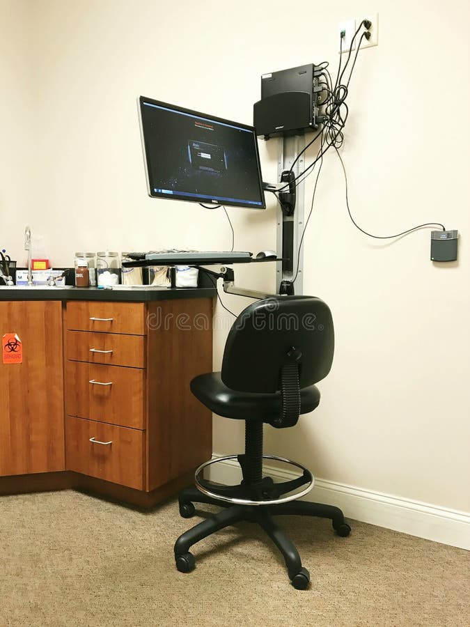 Medical Technology Computer Health Record Database in Patient Exam Room ...