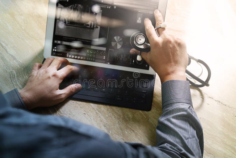 Medical Technology Concept. Doctor Hand Working with Modern Digital ...