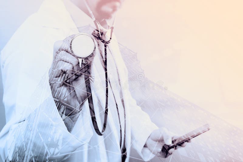 Medical Technology Concept. Doctor Hand Working with Modern Smart Phone ...